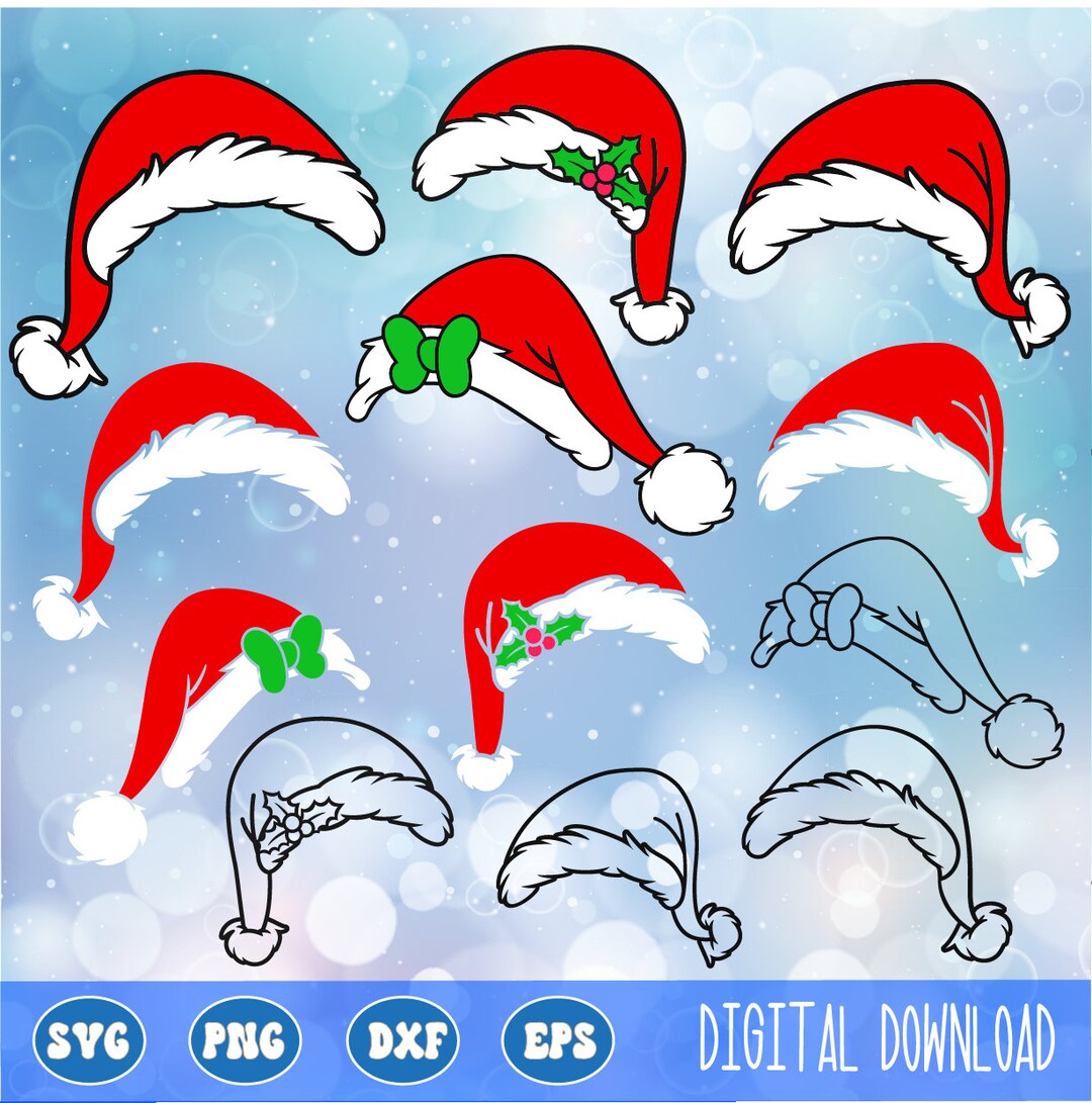 SVG PNG Christmas Clipart, Santa Hat Svg, Christmas Hat Svg, Layered ...