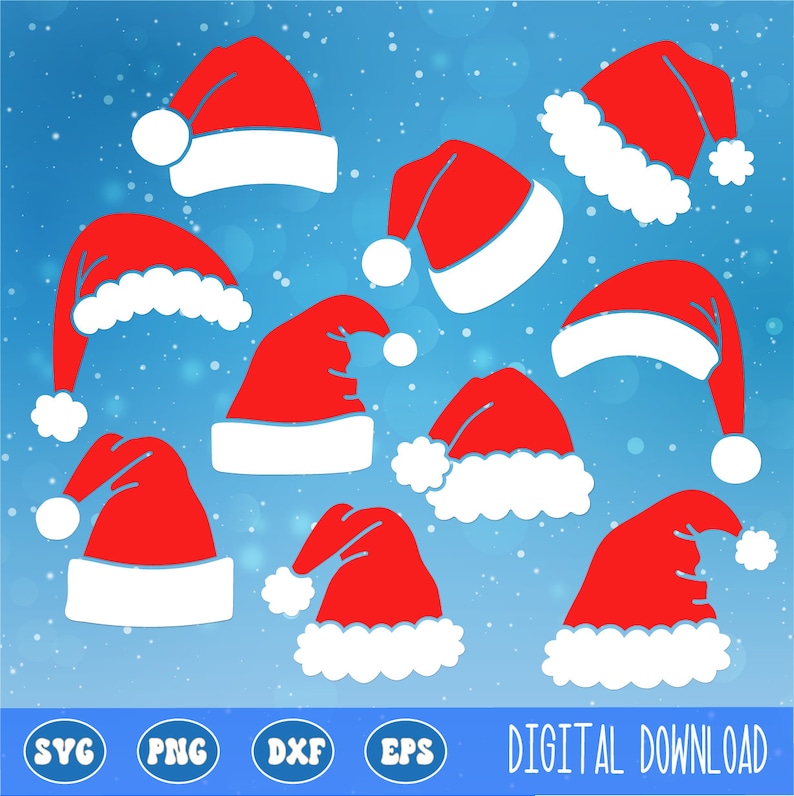 SVG PNG Christmas Clipart, Santa Hat Svg, Mittens, Socks, Layered and ...