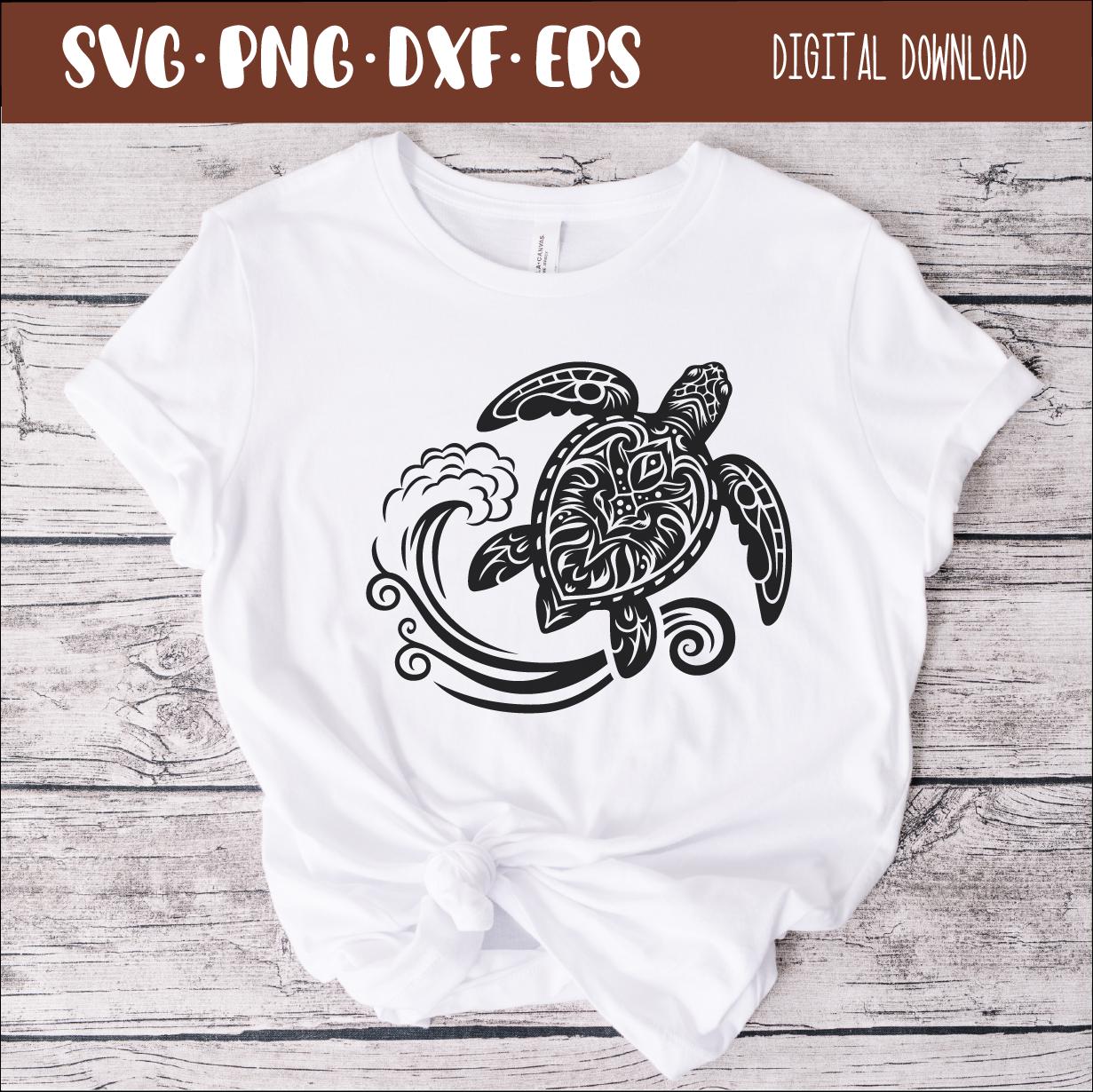 Floral Sea Turtle SVG Bundle, Tribal Turtle Vector Files for Cricut ...