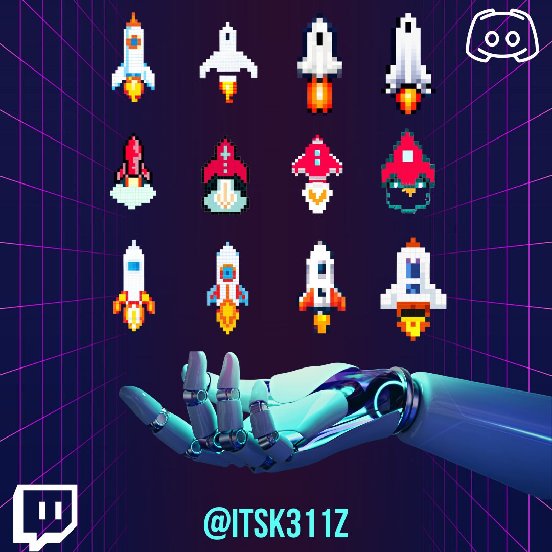 16bit Rocketship / Spaceship Emote for Subs / Bits ( TWITCH / STREAMER ...