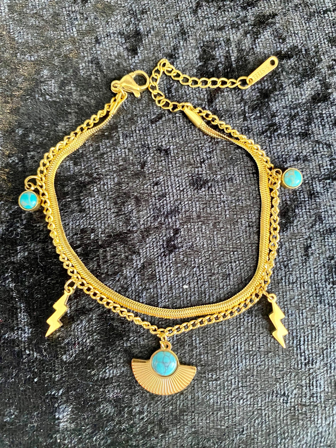 2 In1 Layered 18k Gold Plated Evil Eye, Mati, Lucky Eye Protection Blue ...