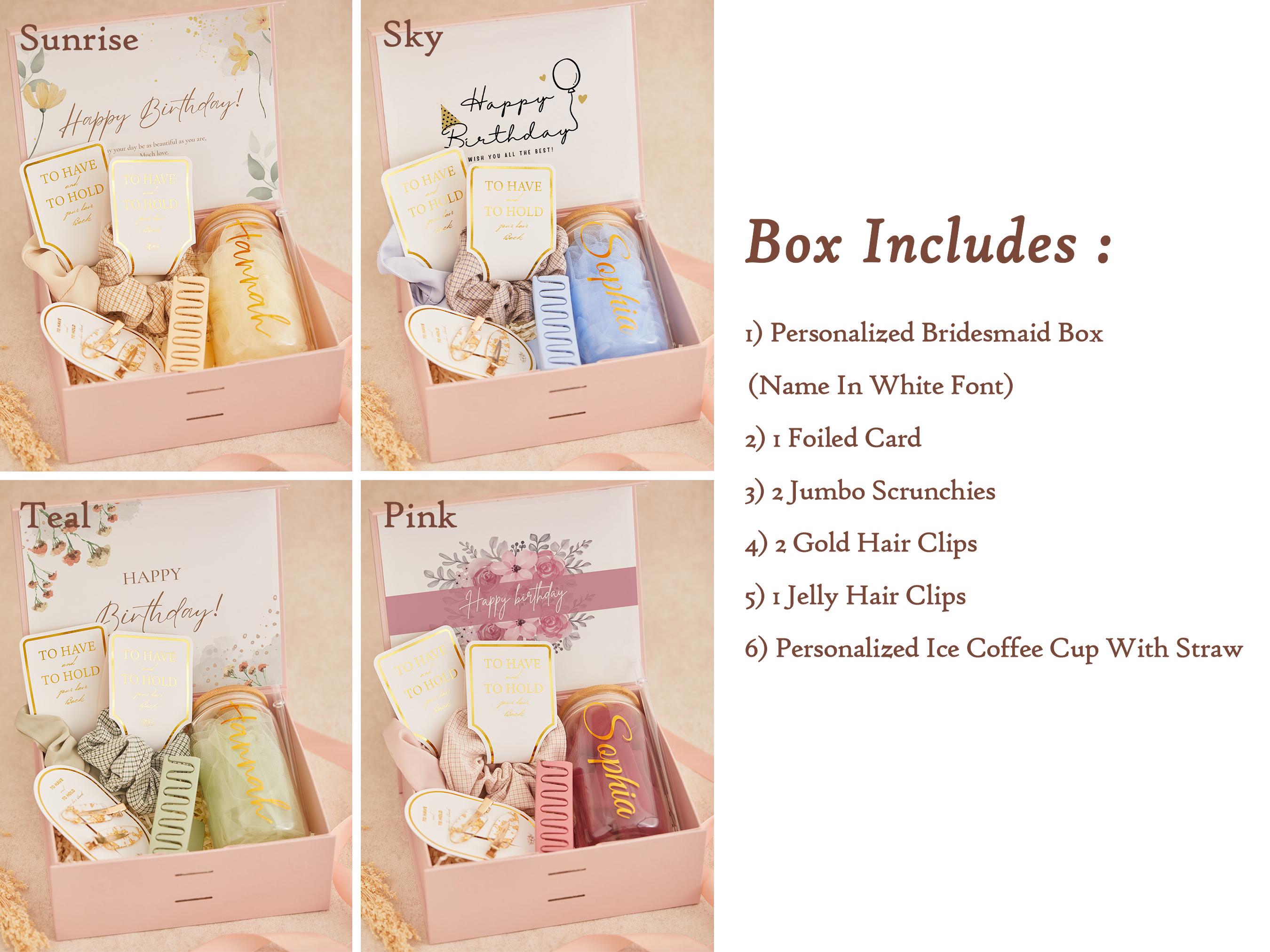 Personalized Birthday Box Gift Set, Custom Glass Cup Box, Pink Box ...