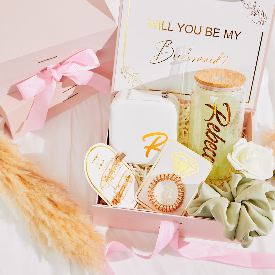 Gold Will You Be My Bridesmaid Proposal Box Set, Personalized ...