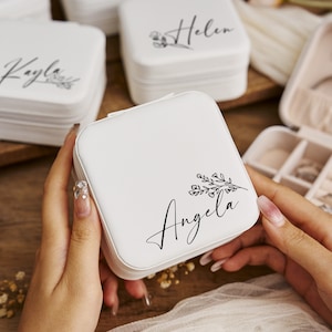 Personalized Square Jewelry Box, Travel Jewelry Case, Jewelry Organizer Bridesmaid Gift for ...