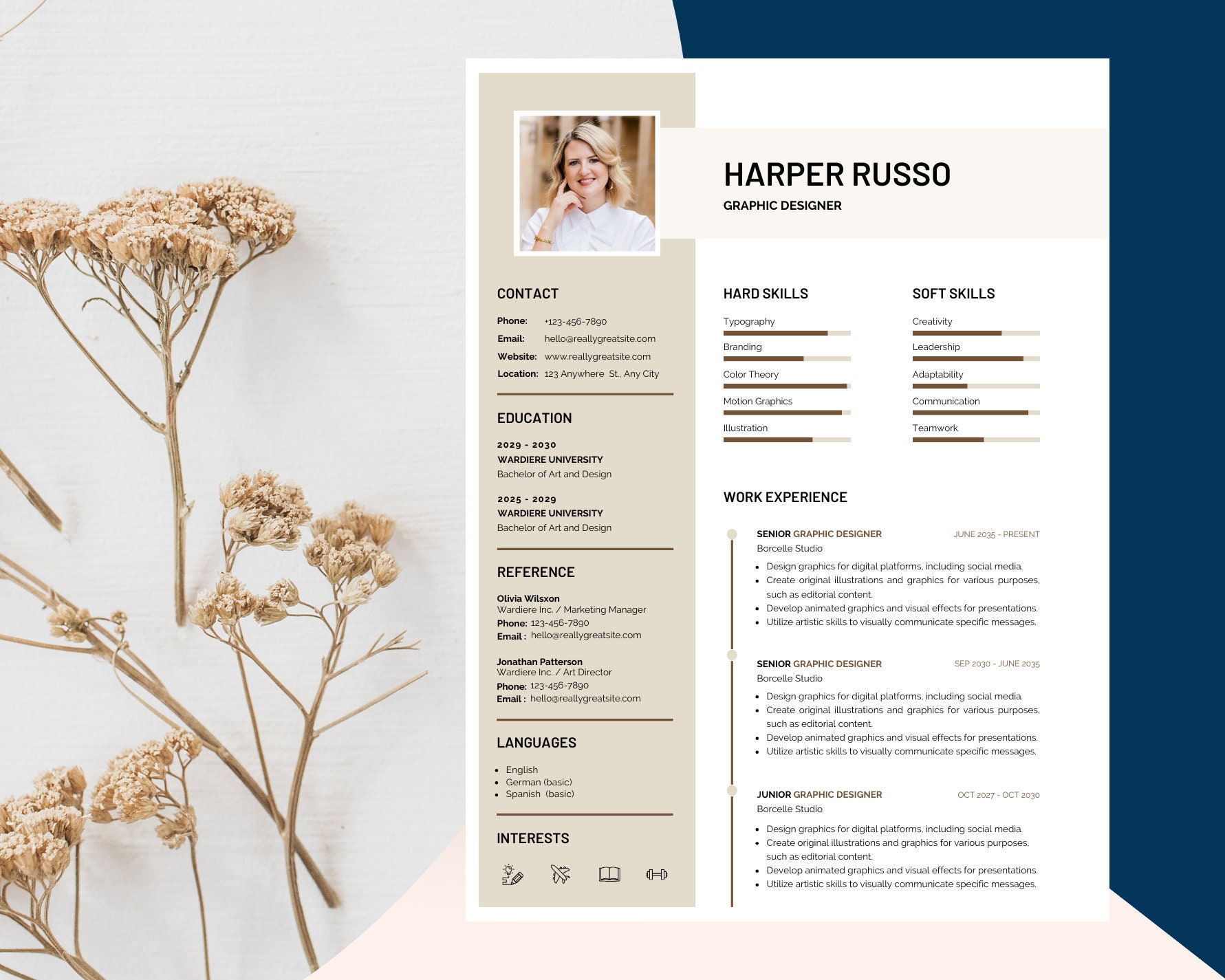 Resume Template With Photo, CV Template Photo, Minimalist Resume ...