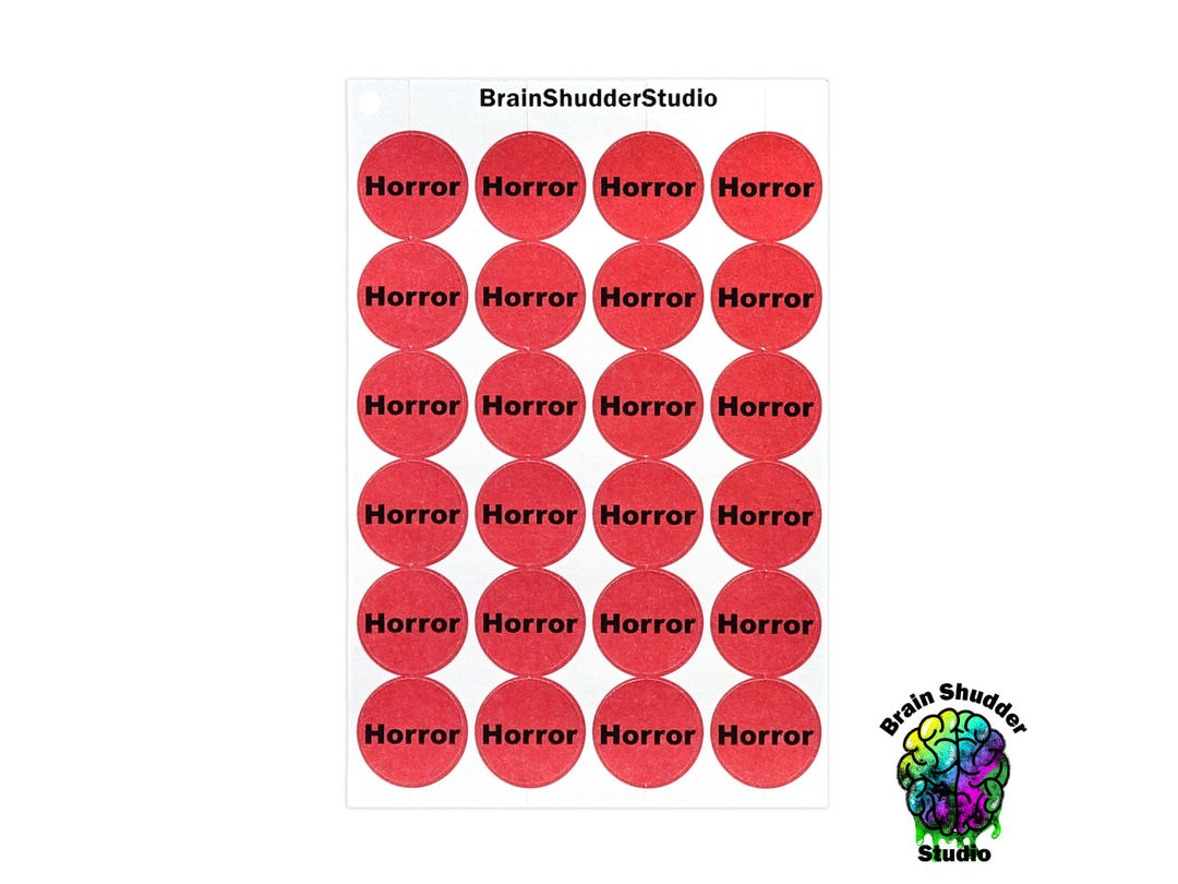 Red Horror VHS Movie Labels | Round VHS Movie Label Stickers | Retro ...