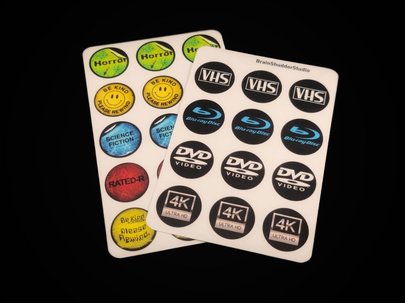 Movie Format Logo Sticker Sheet | VHS DVD Blu-ray 4K | Gifts for Movie ...