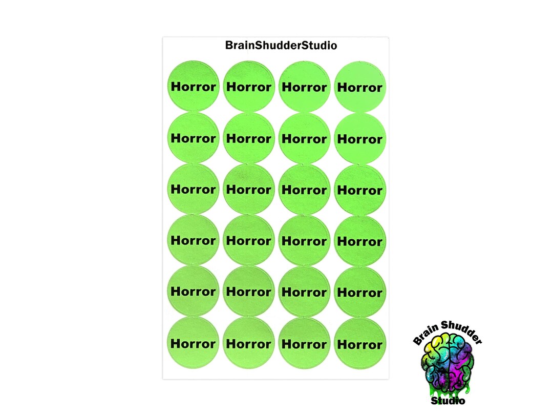 Green Horror VHS Movie Labels | Round VHS Movie Label Stickers | Retro ...