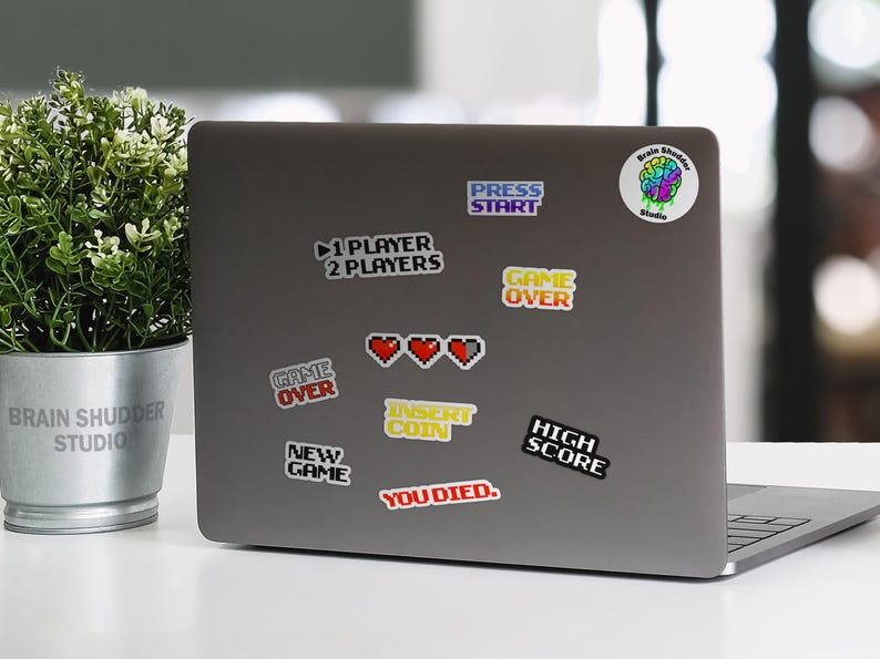 Retro Arcade Game Pixel Text Sticker Sheet | Gaming Stickers | Gifts ...