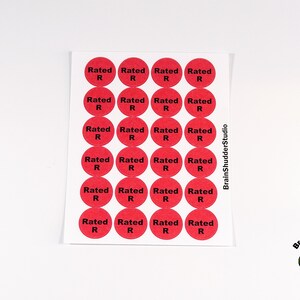 Red Rated-r Movie Labels Round VHS Movie Label Stickers Retro Movie ...