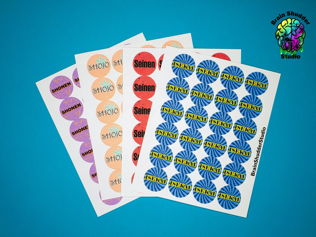 Anime and Manga Genre Labels | Round Categorization Label Stickers - Etsy
