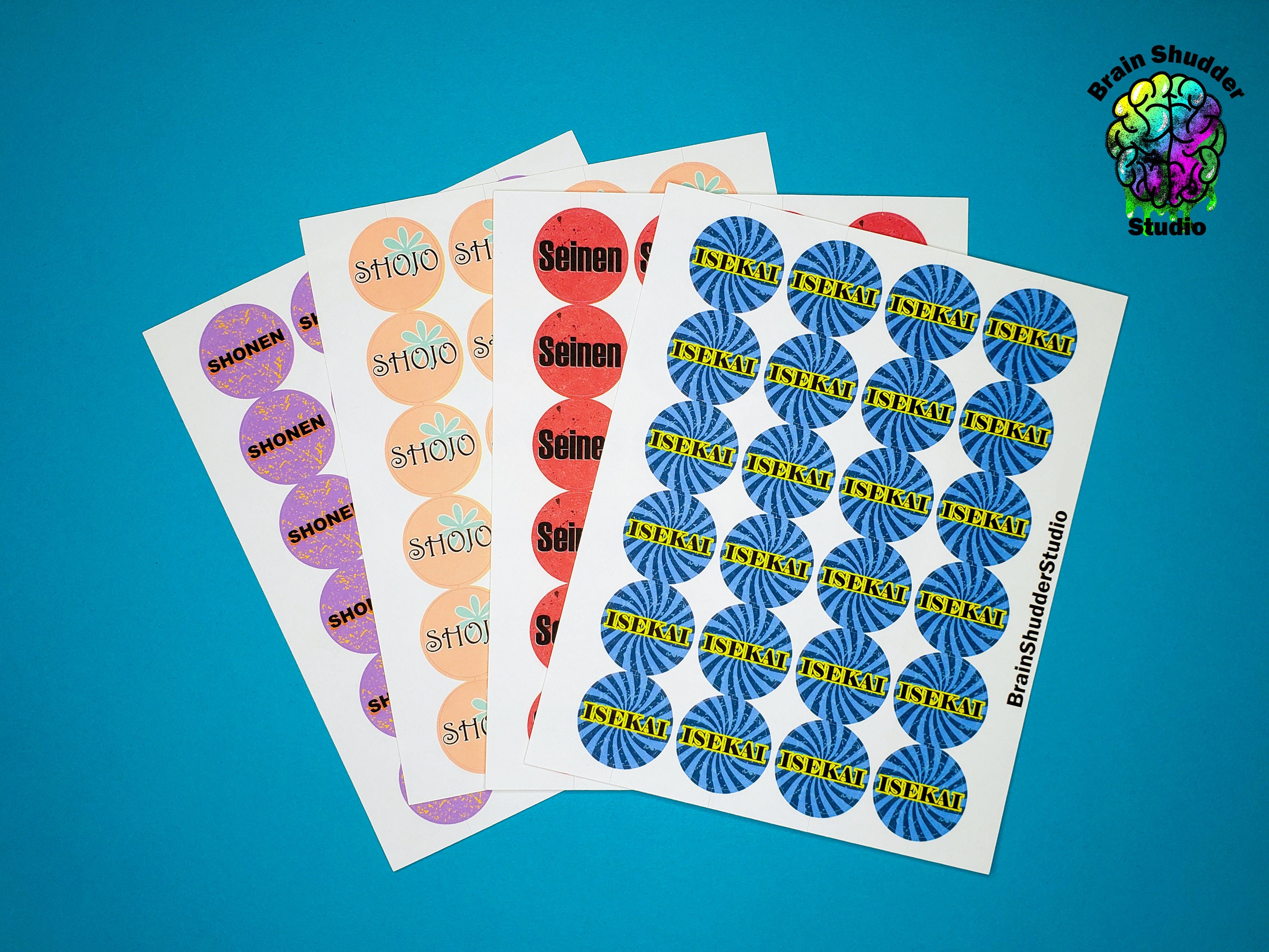 Anime and Manga Genre Labels | Round Categorization Label Stickers - Etsy