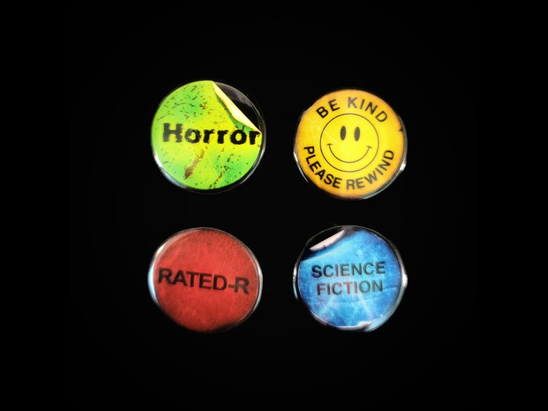 Retro VHS Label Button Pin Pack - Classic Video Store Nostalgia | Gifts ...