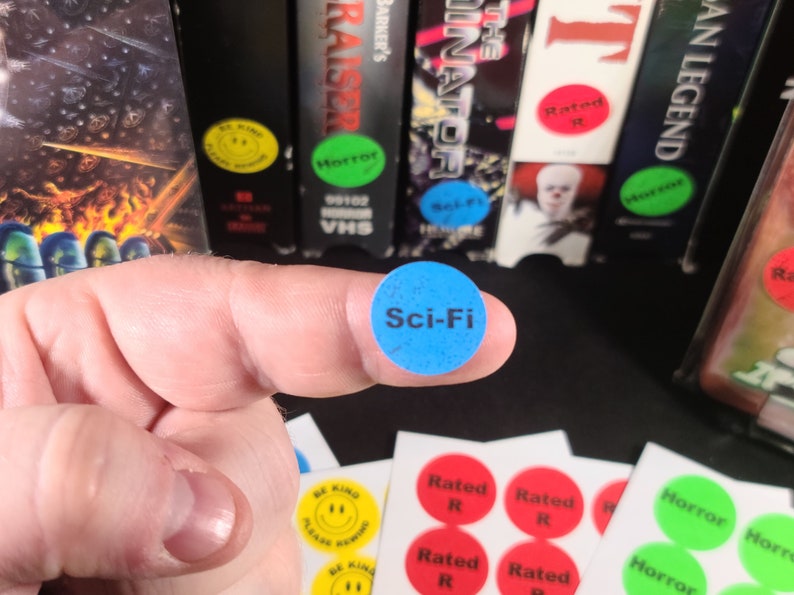 Blue Sci-fi Movie Labels Round VHS Movie Label Stickers - Etsy