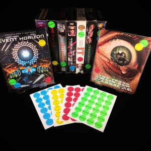 Blue Sci-fi Movie Labels Round VHS Movie Label Stickers Retro Movie ...