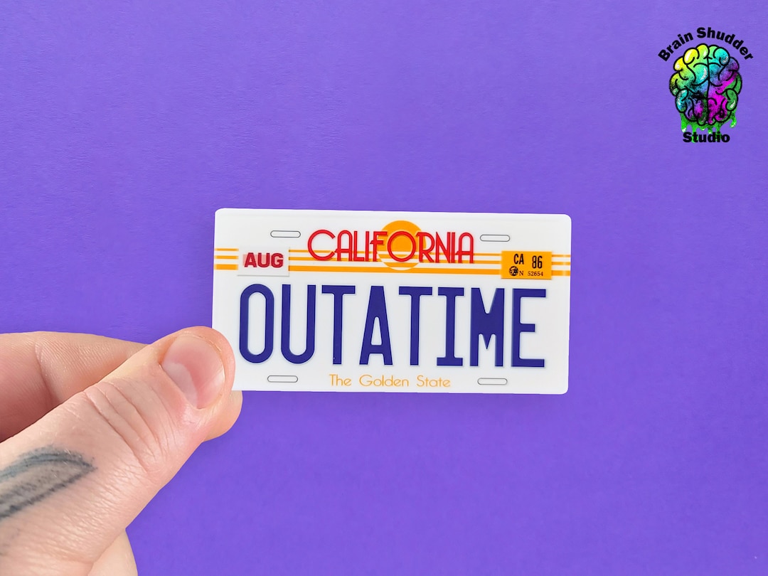 OUTATIME Delorean License Plate Sticker | Back to the Future | Gifts ...