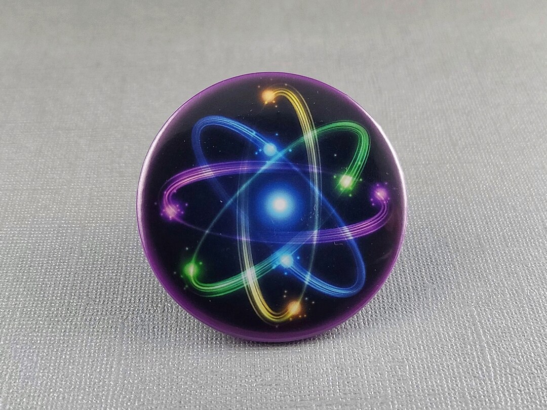 Rainbow Atom Button Pin - Science Enthusiast Accessory - Etsy