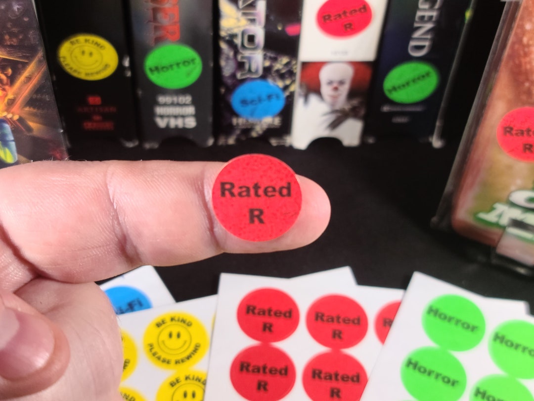 Red Rated-r Movie Labels Round VHS Movie Label Stickers Retro Movie ...