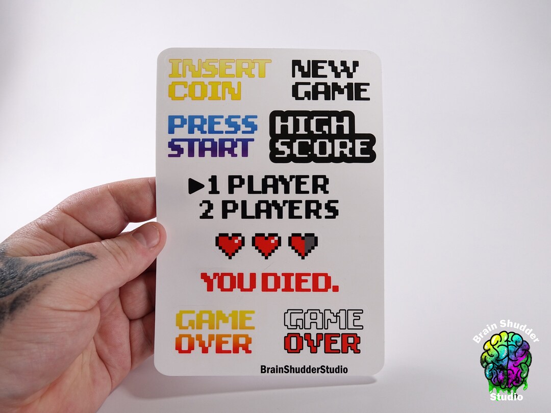 Pixelated Video Game Prompt Sticker Sheet Gaming Stickers Gifts for ...