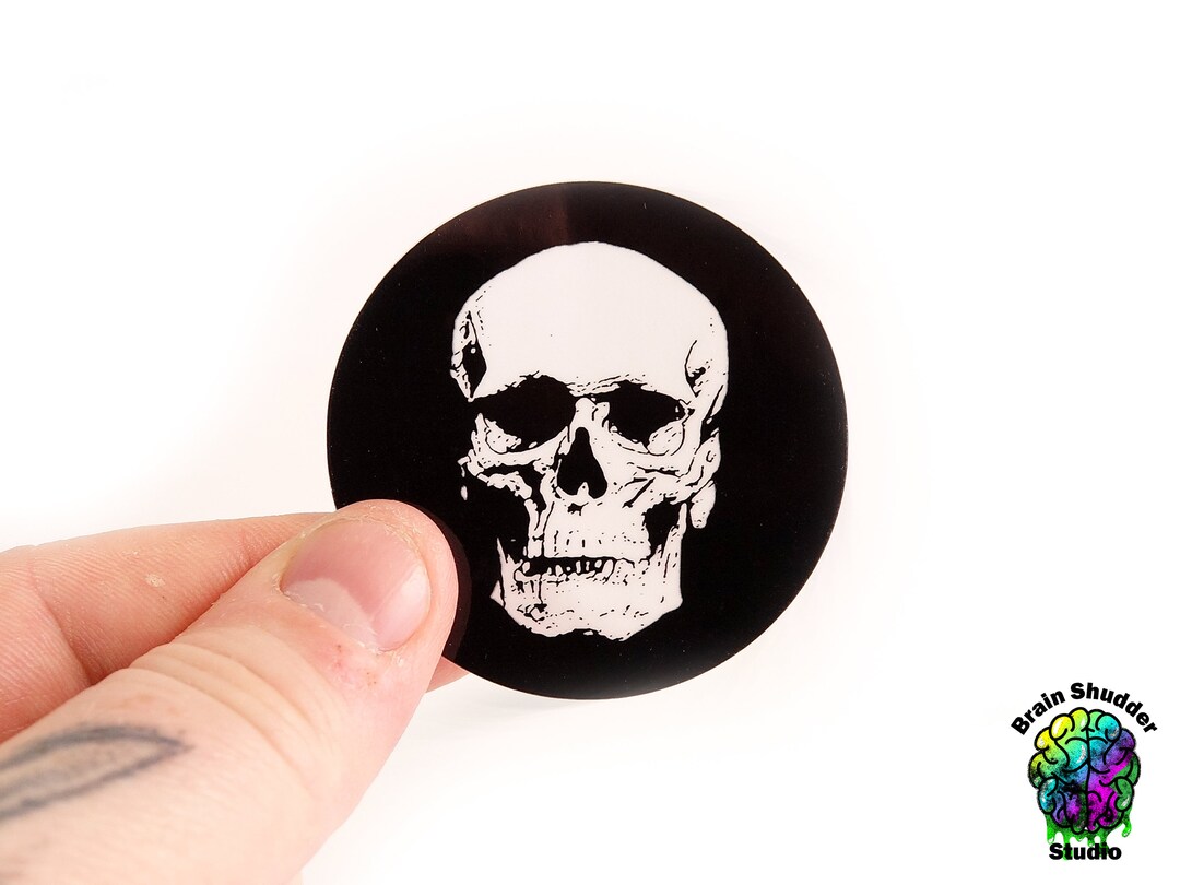 Skull Sticker Black and White Skull - Etsy