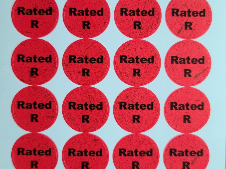 Red Rated-r Movie Labels Round VHS Movie Label Stickers - Etsy