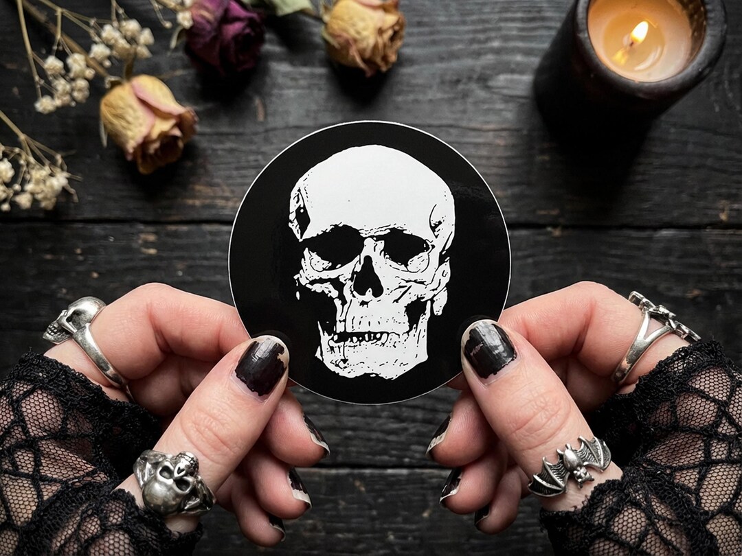 Skull Sticker | Black and White Skull - Etsy