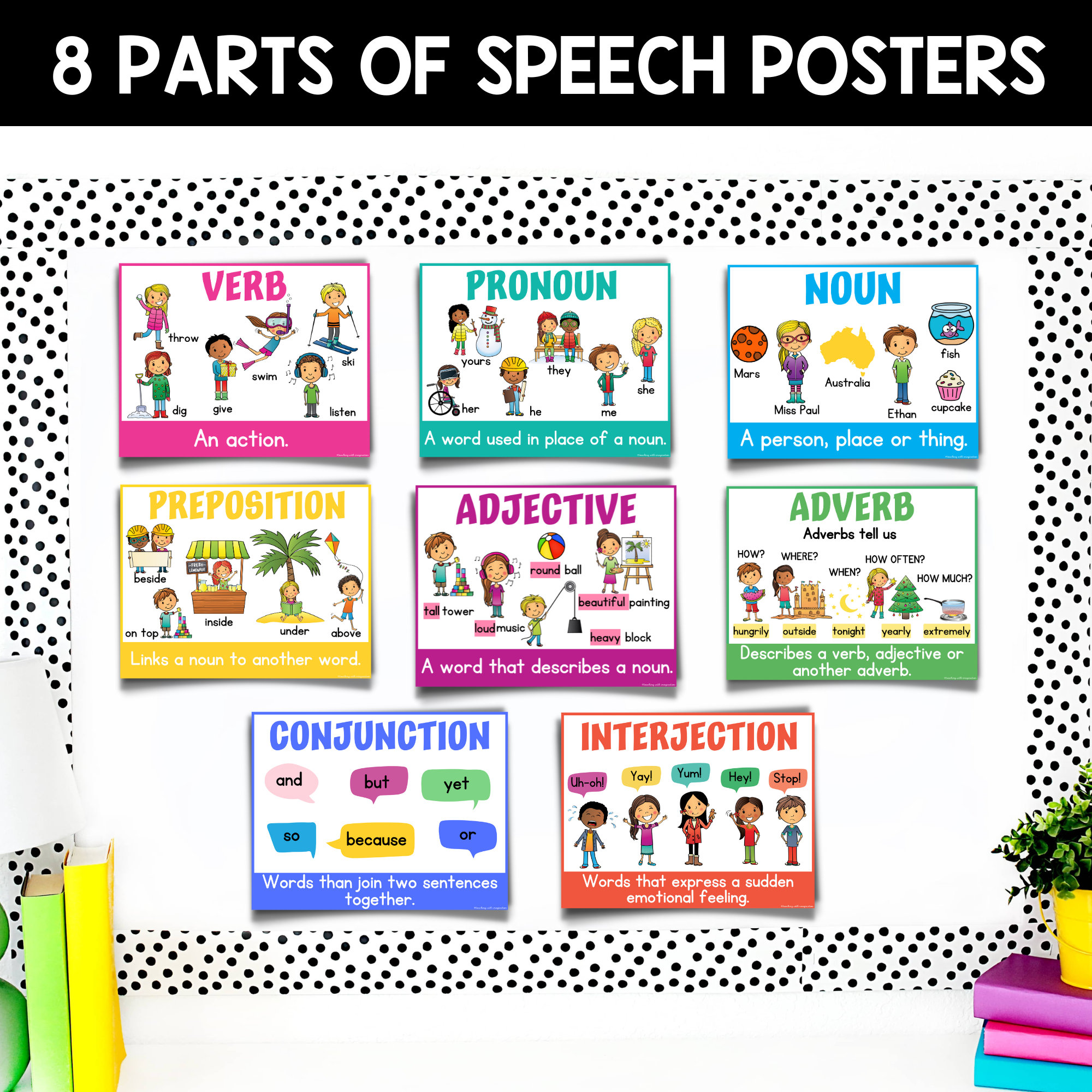 Parts of Speech Classroom Posters - Etsy