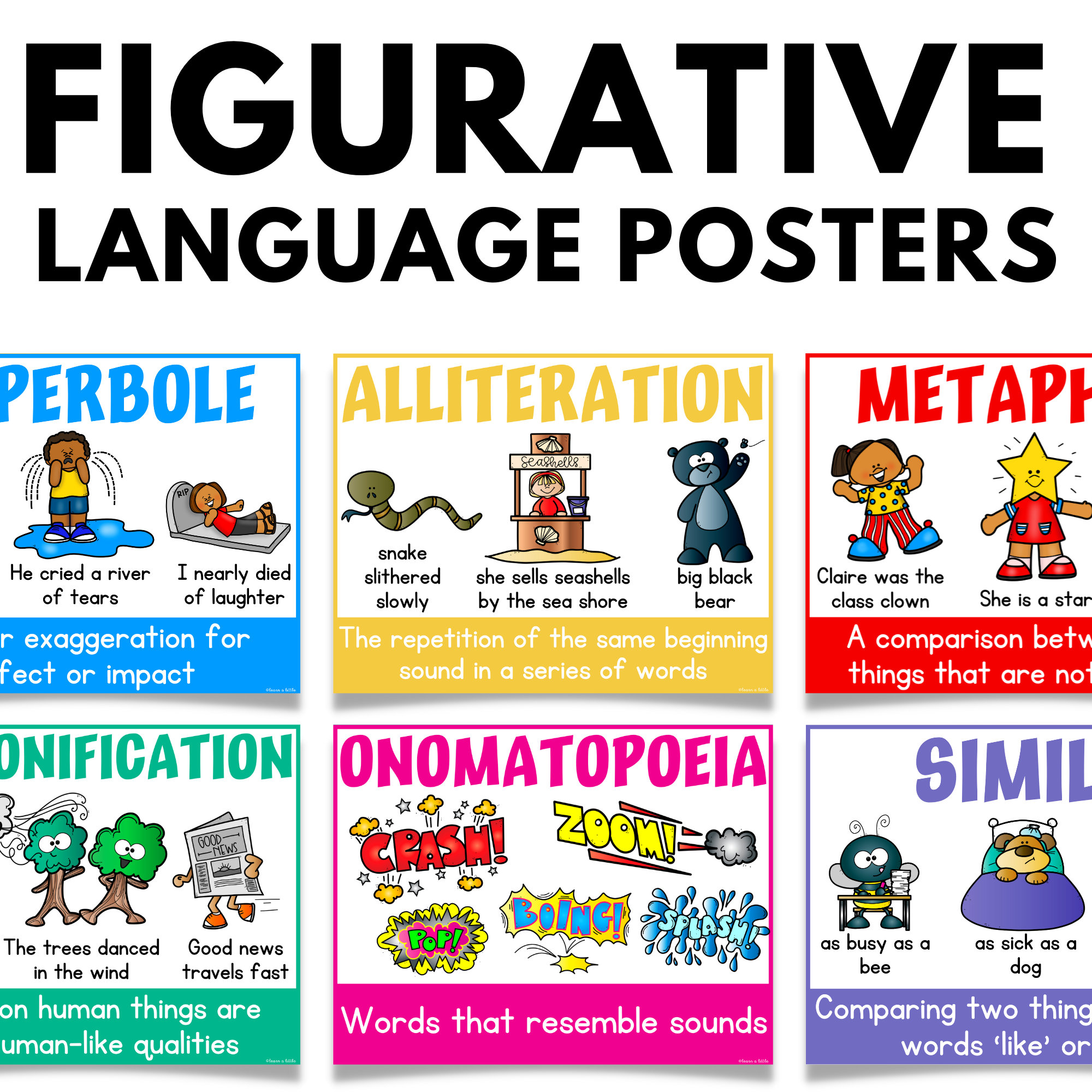 English Posters Ultimate Bundle - Figurative Language, Synonyms & Parts ...