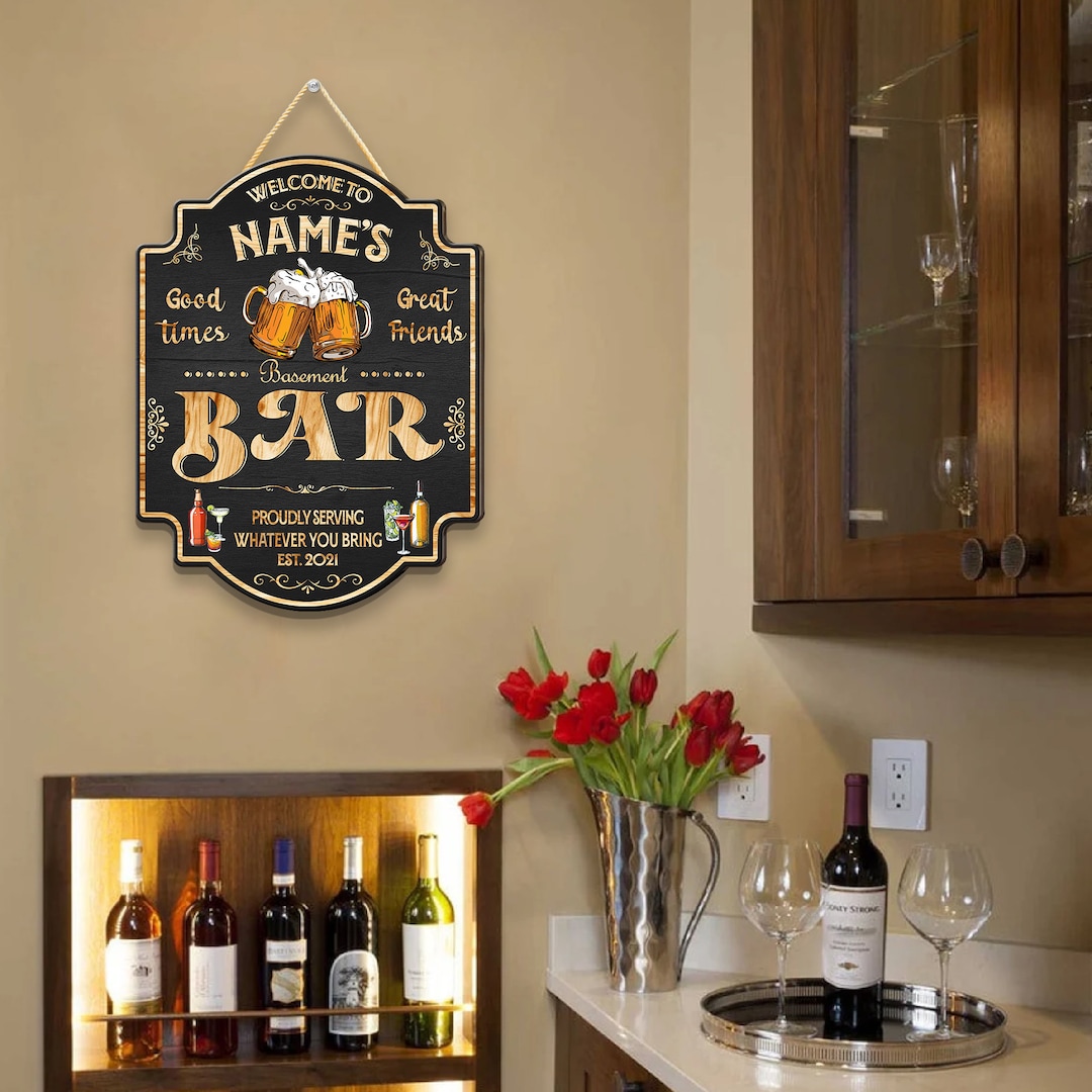 Custom Home Bar Sign Rustic Bar Sign Vintage Lounge Sign - Etsy