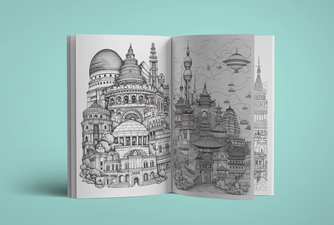 World Landmarks Coloring Book - 30 Abstract Printable Pages - High-res ...
