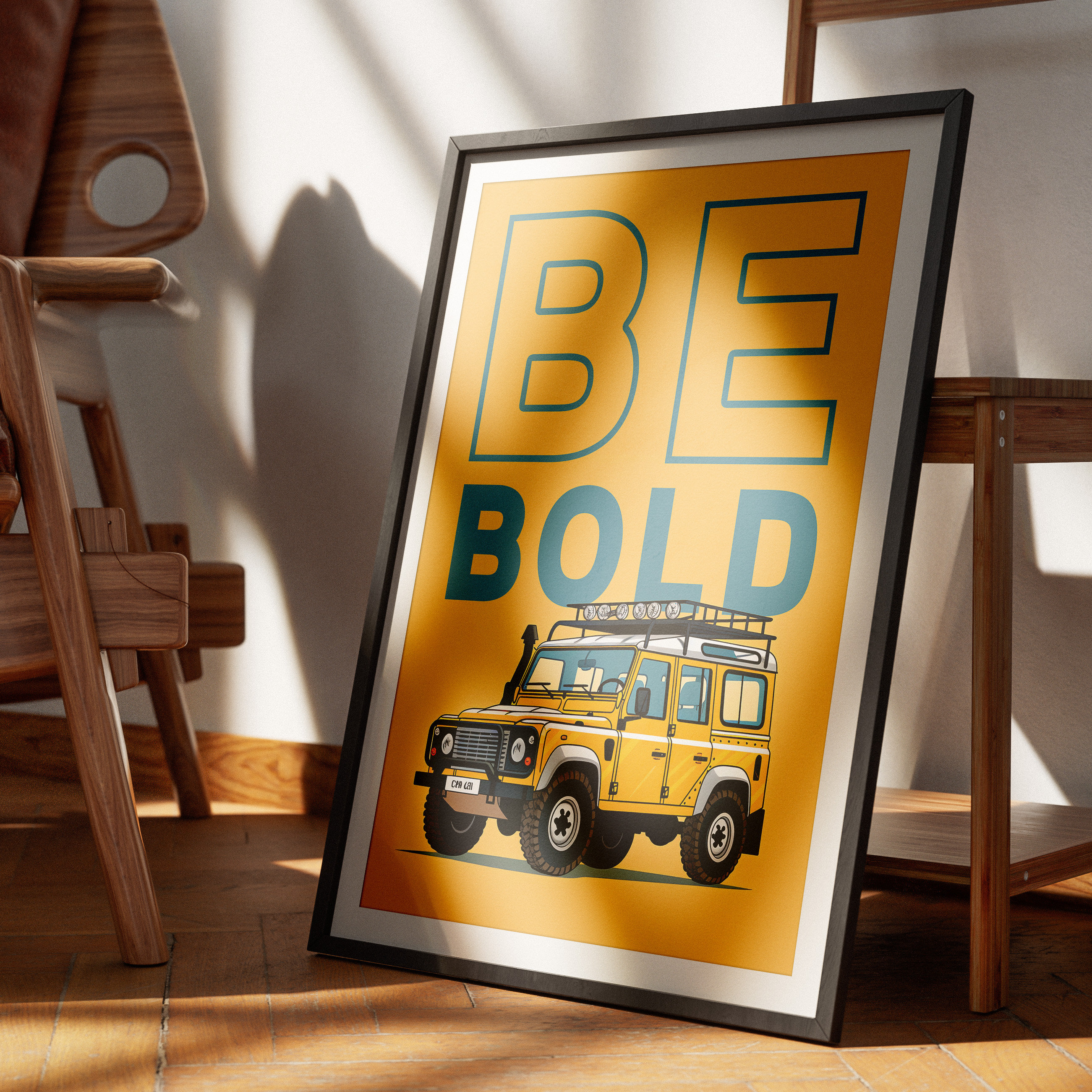 Motivational Land Rover Defender Artwork With "be Bold" Text, Printable ...