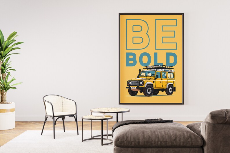 Motivational Land Rover Defender Artwork With "be Bold" Text, Printable ...