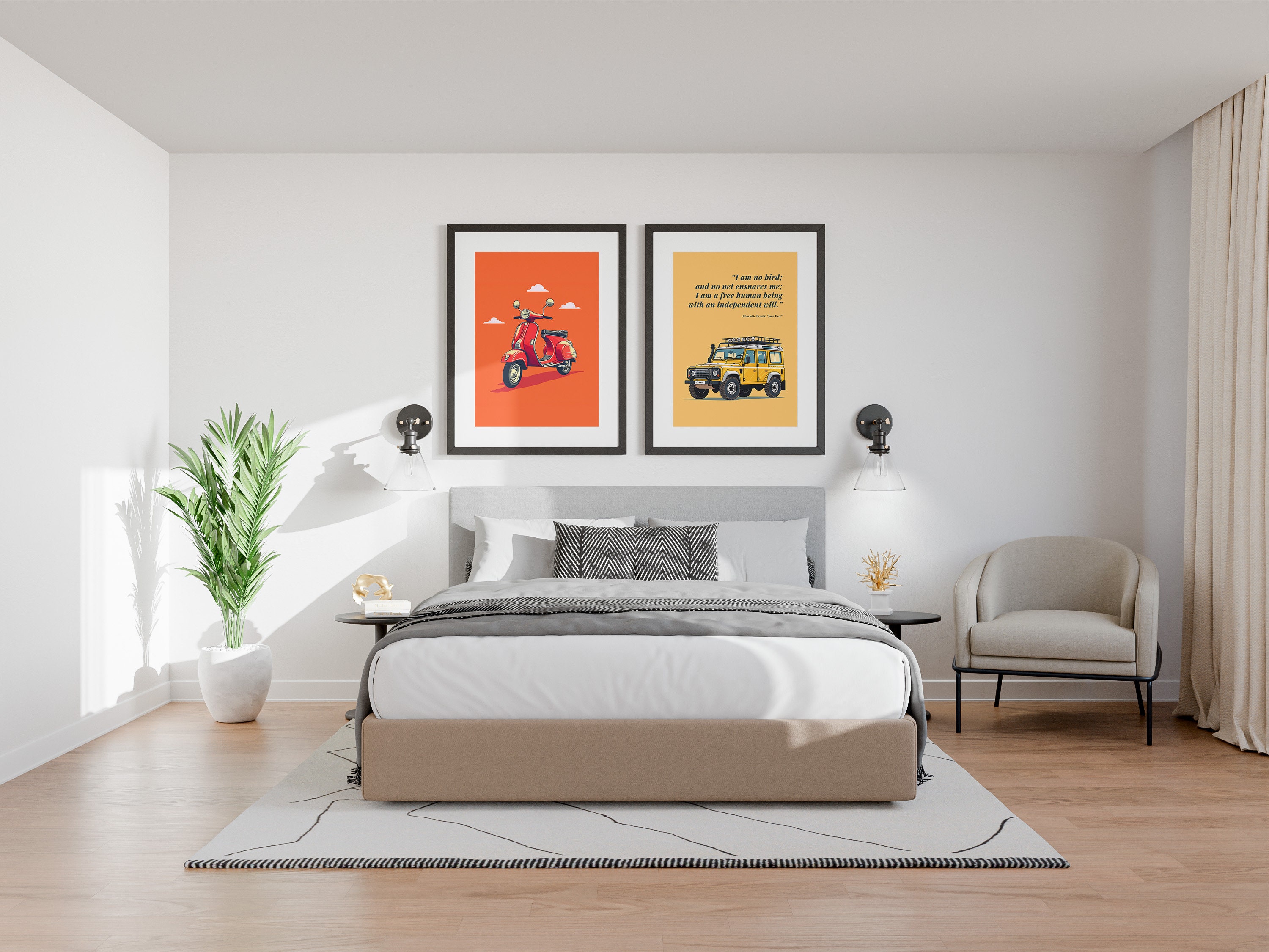 Vibrant Red Vespa Scooter Illustration, Printable Poster, Bold Colors ...