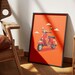 Vibrant Red Vespa Scooter Illustration, Printable Poster, Bold Colors ...