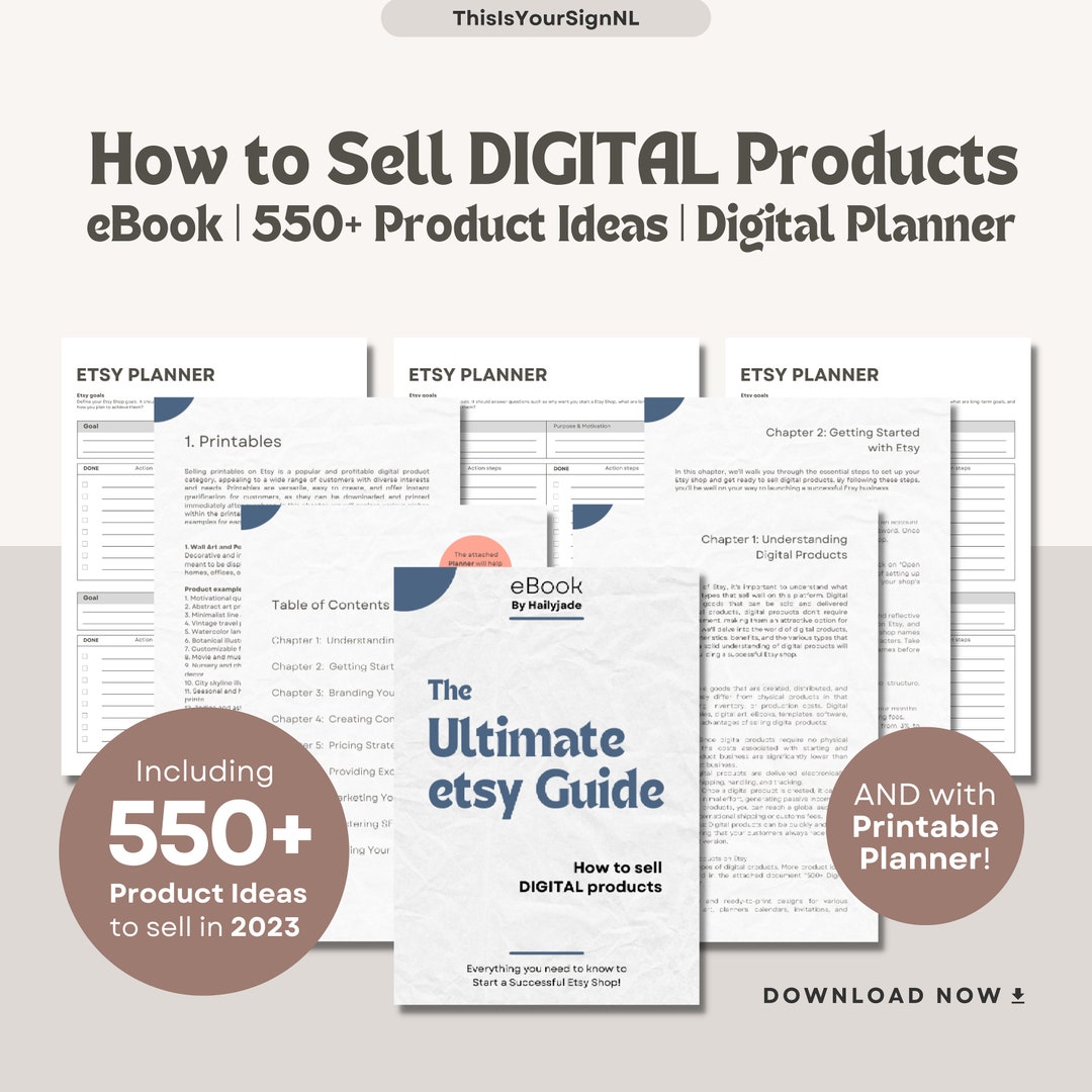 How to Sell Digital Products, Etsy Ebook Bundle | 550+ Product Ideas ...