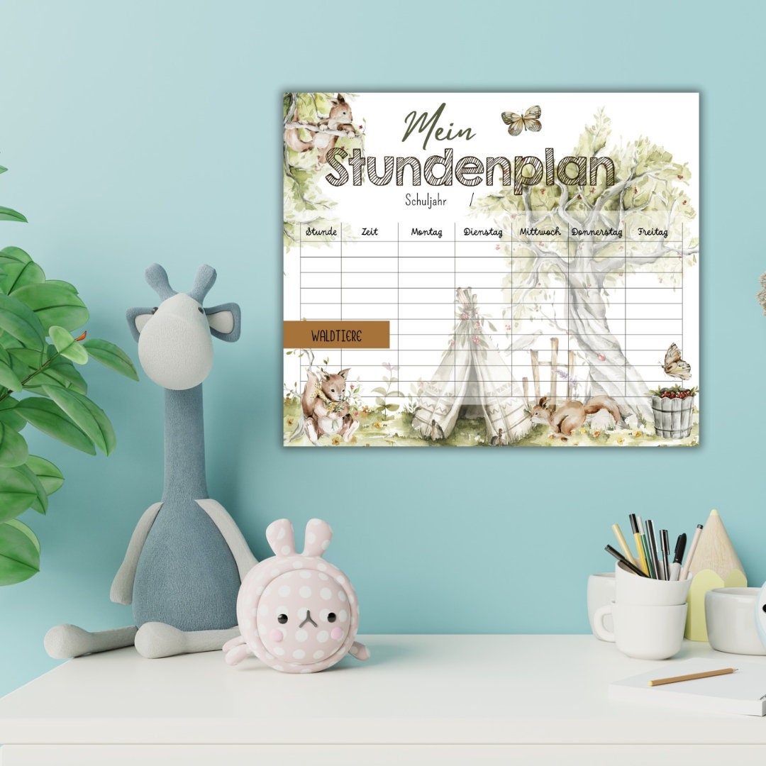 Timetable Personalized Wood Chalkboard Forest Animals - Etsy