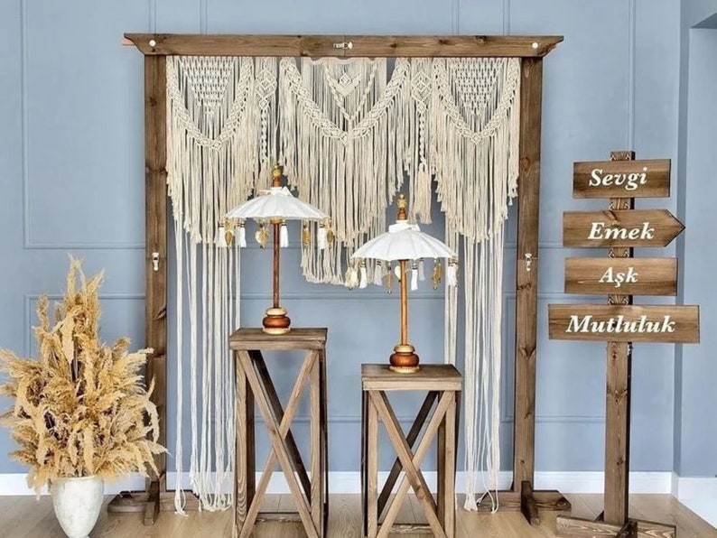 Rustic Geometric Wooden Backdrop Stand, Wedding Arch Stand, Dark Brown ...