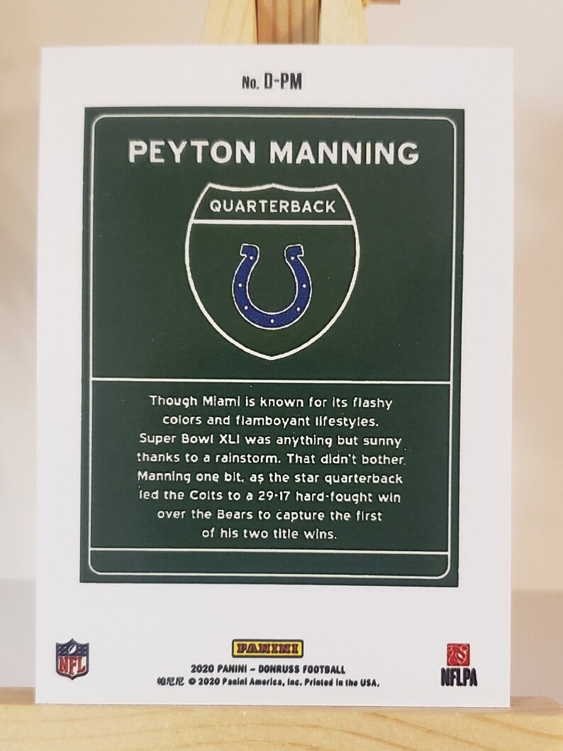 Peyton Manning 2020 Donruss Downtown No. D-PM Novelty NFL Football Card ...
