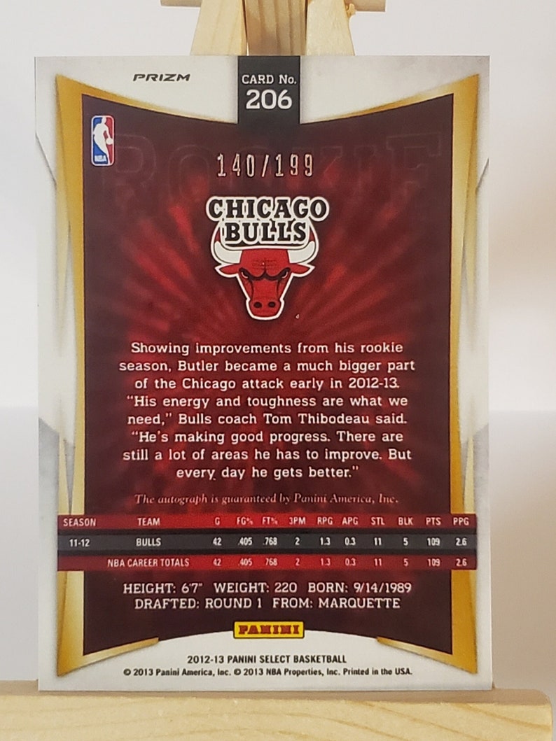 Jimmy Butler 2012-13 Panini Select Rookie Auto 206 Novelty NBA ...