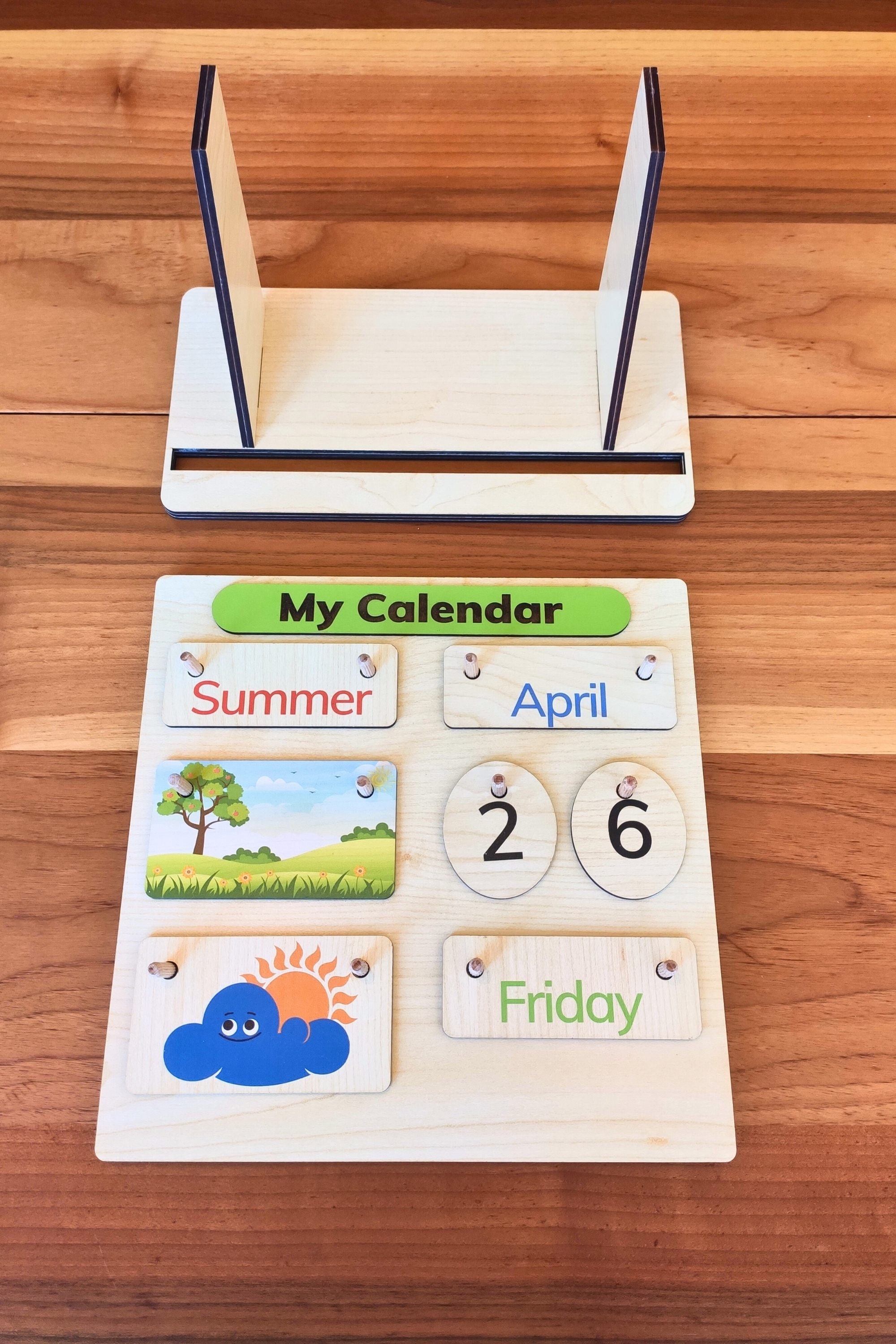 Montessori Wooden Calendar for Kids Room Decor Personalized - Etsy