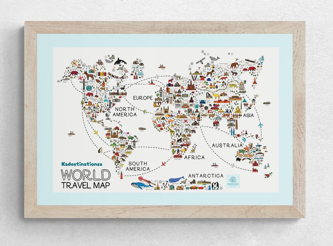 World Travel Map Travel Map Poster, Wedding Gift, Europe, Birthday ...