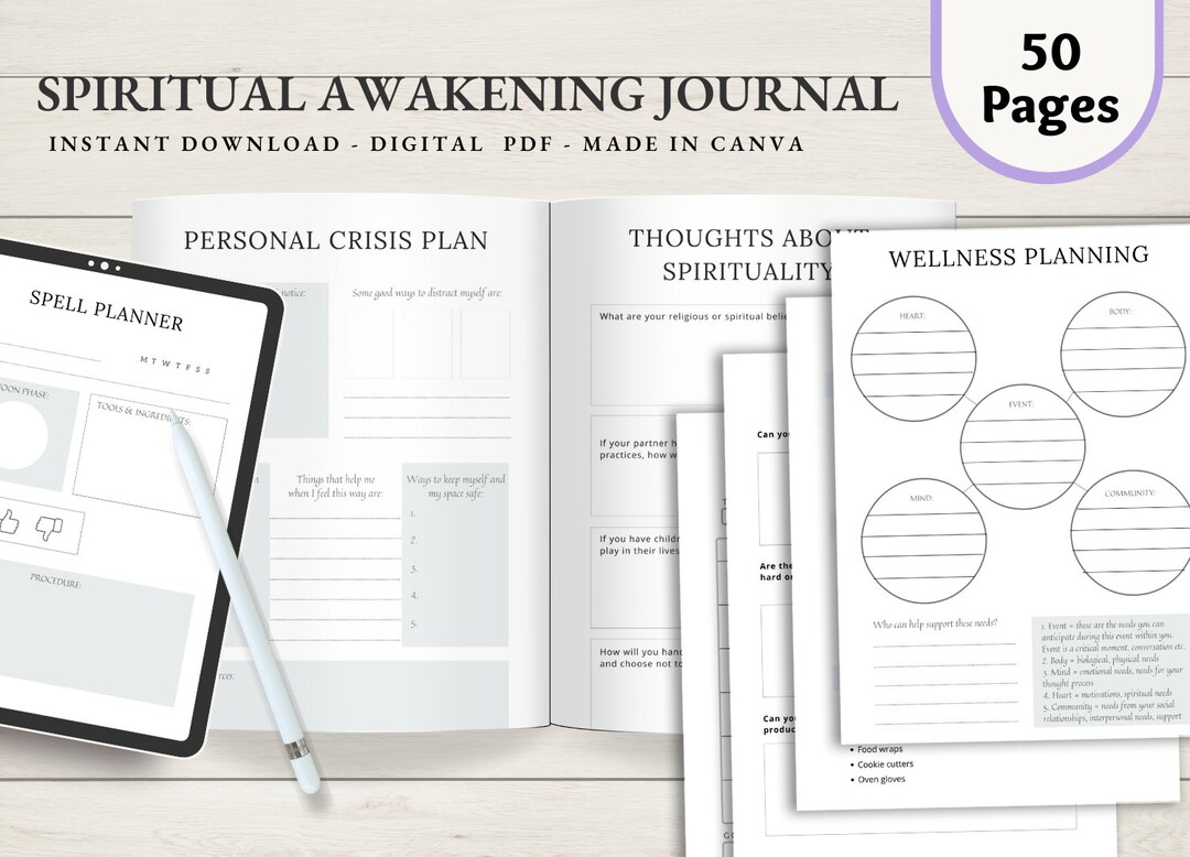 Printable Spiritual Awakening Workbook for Self Discovery, Anxiety ...
