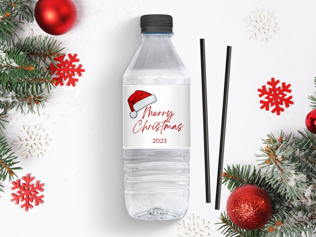 Christmas Water Bottle Label, Personalised Printable Template, Santa ...