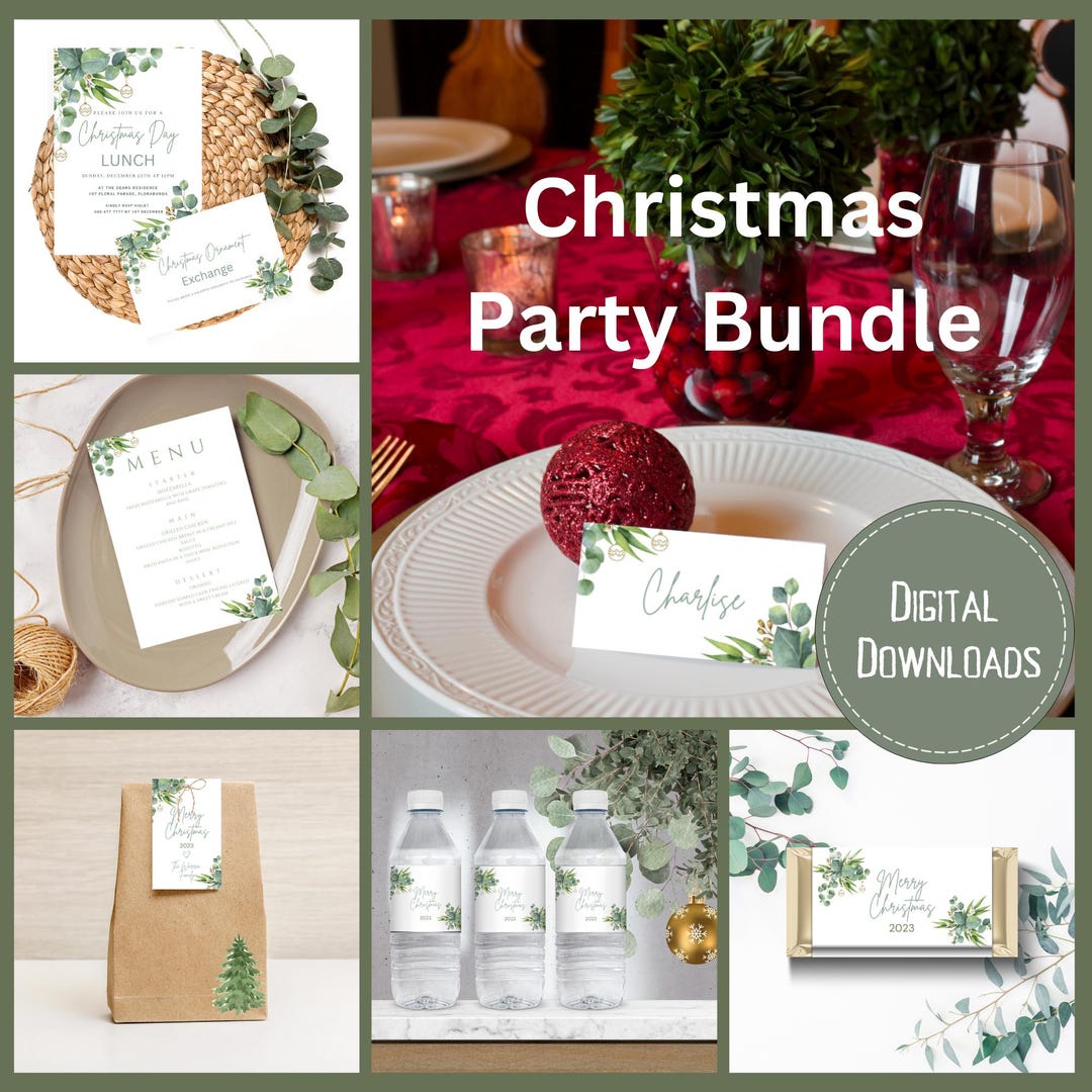 Australian Bush Christmas Party Bundle: Eucalyptus & Gold (printable ...