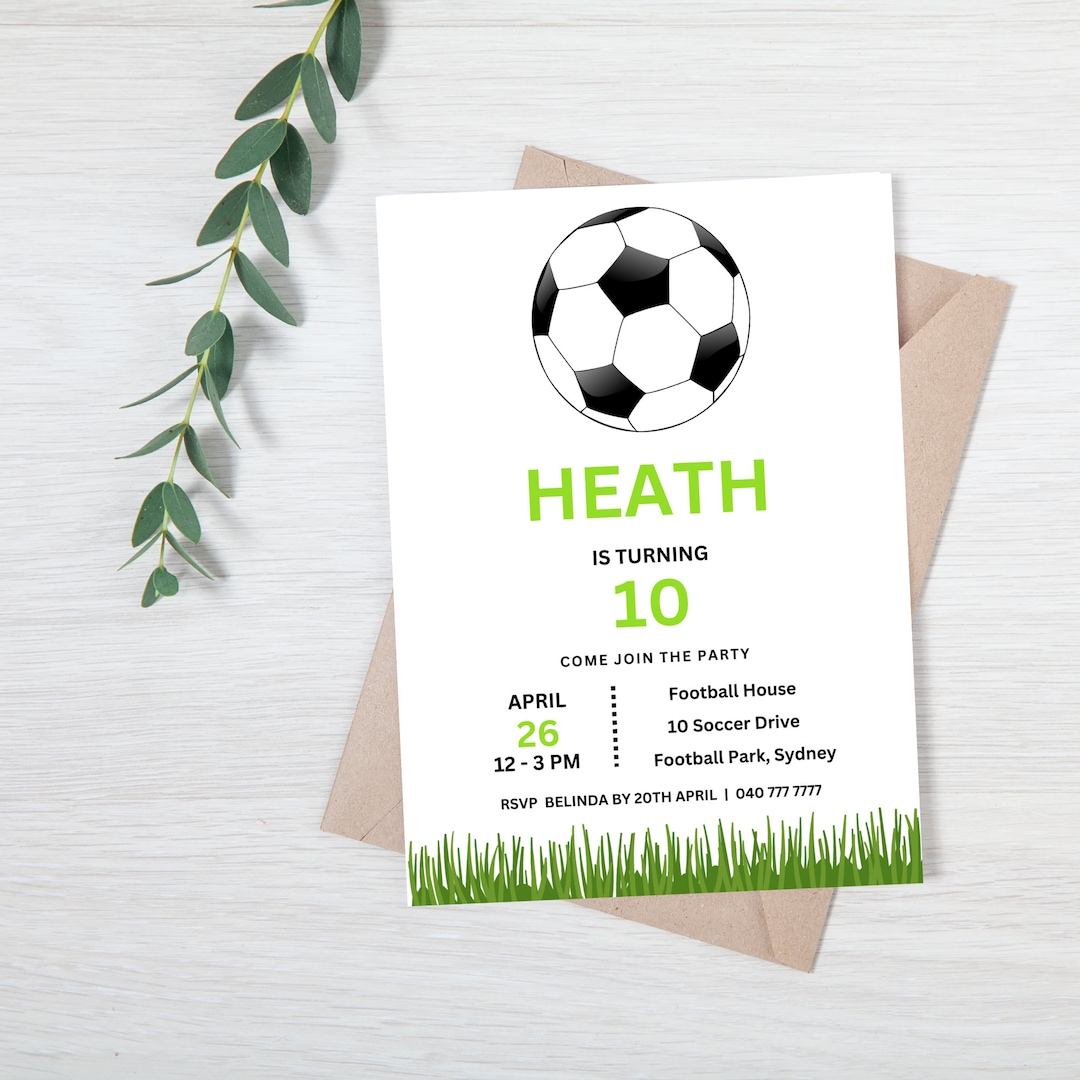 Soccer Football Party Invitation, Editable Invite, Printable, Soccer ...