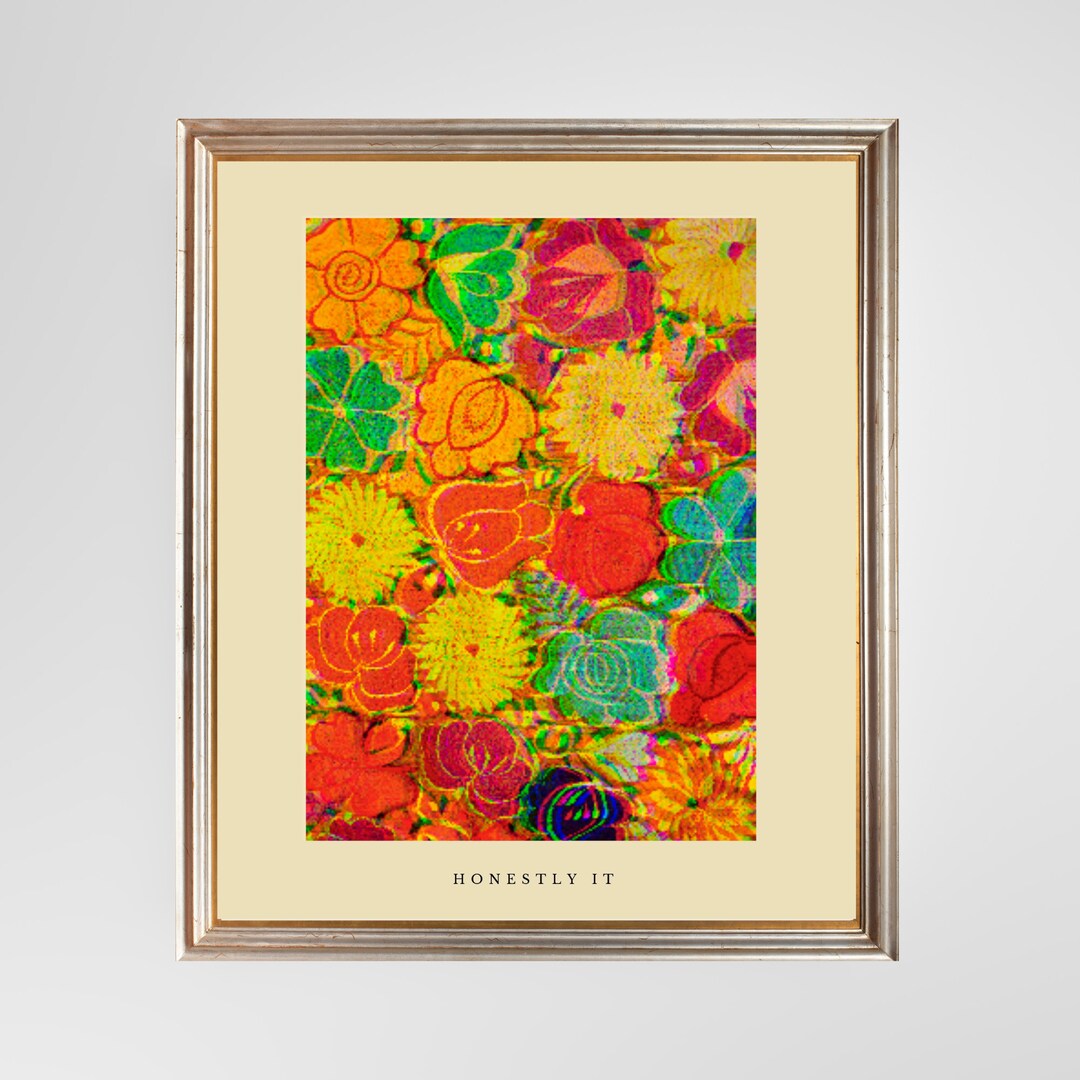 Floral Trippy Vintage Tapestry, Botanical Wall Art, Boho Chic Decor ...