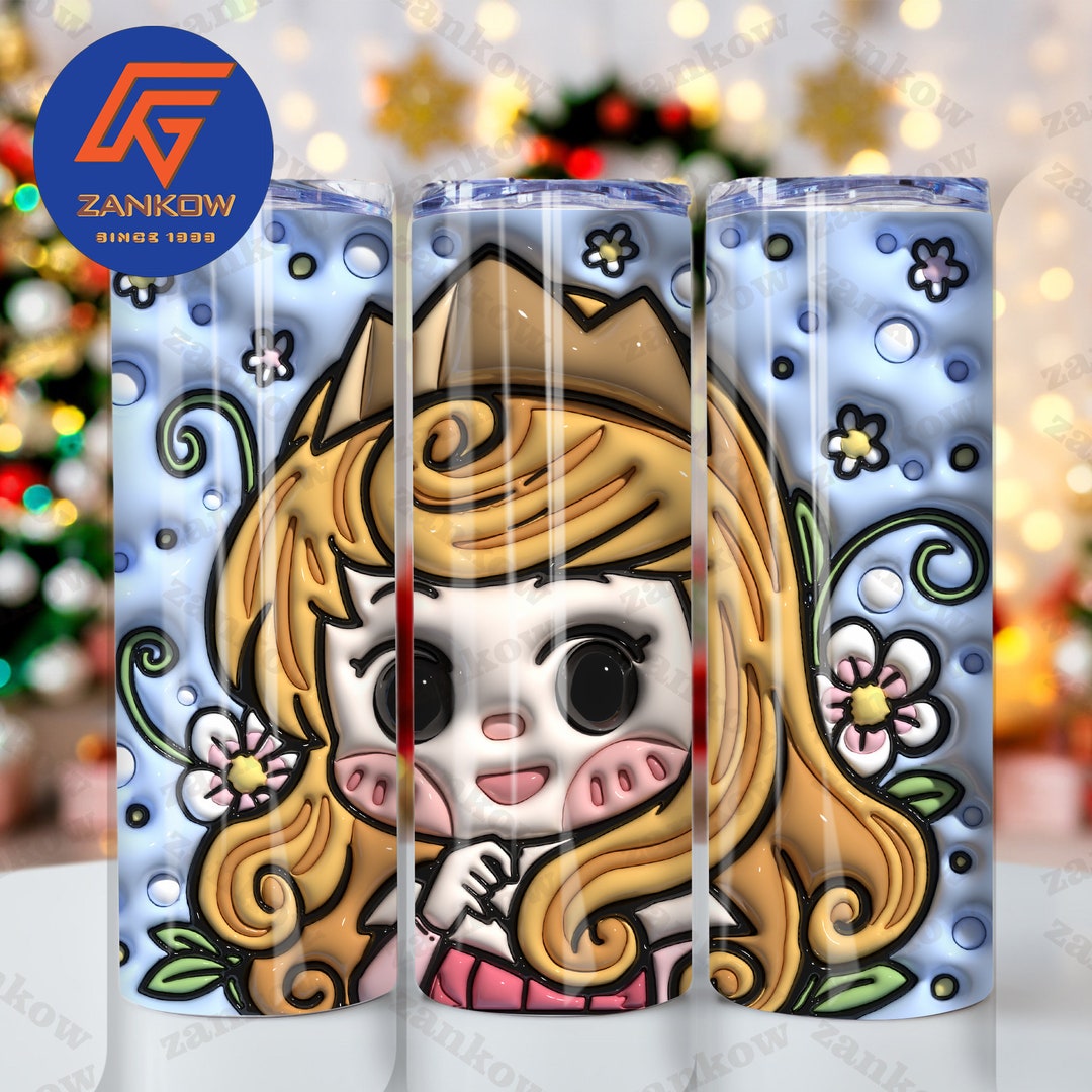 3D Inflated Princess Cartoon Tumbler Design Png 3D Chibi - Etsy