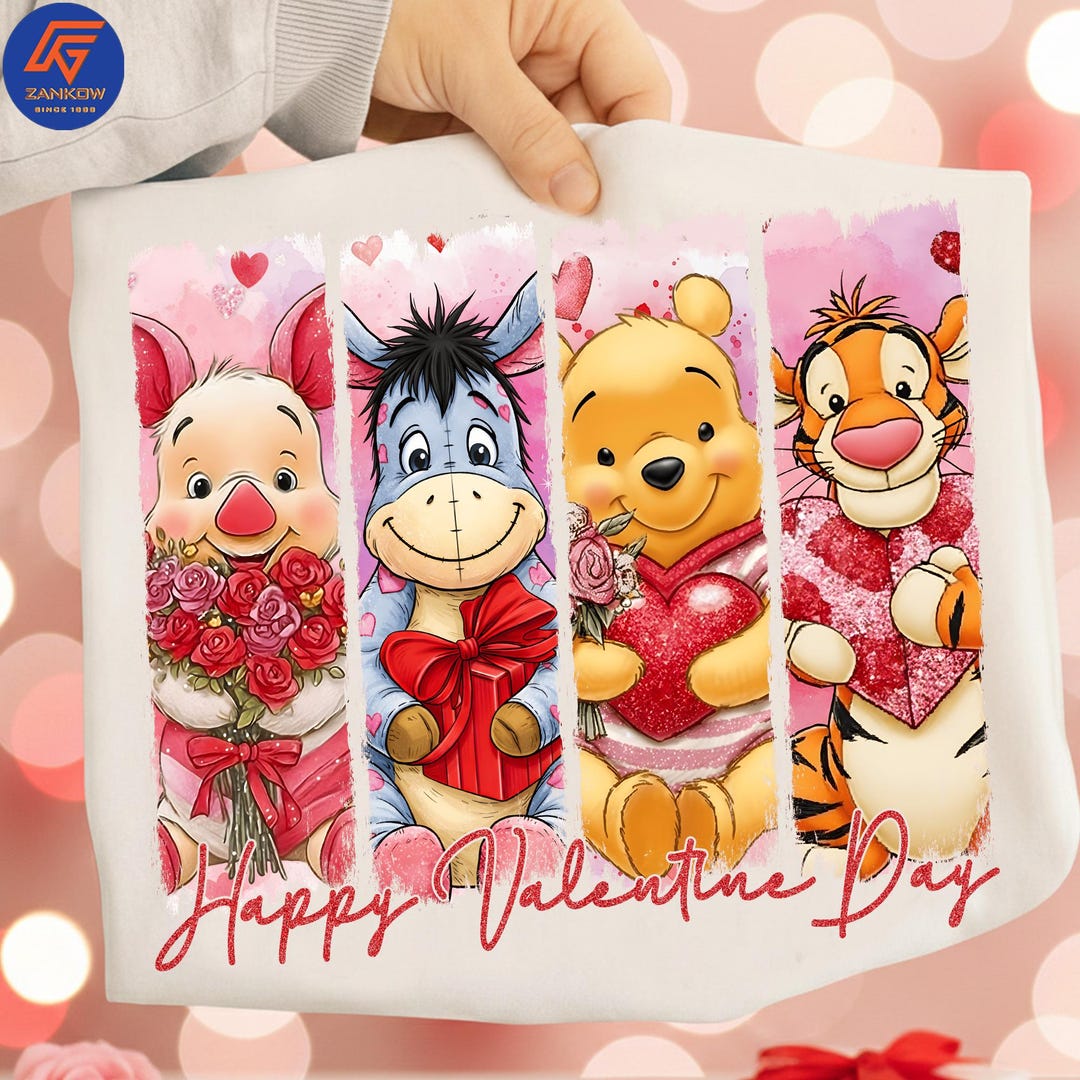 Pink Valentine Cartoon Characters PNG, Cute Valentine Bear Design ...