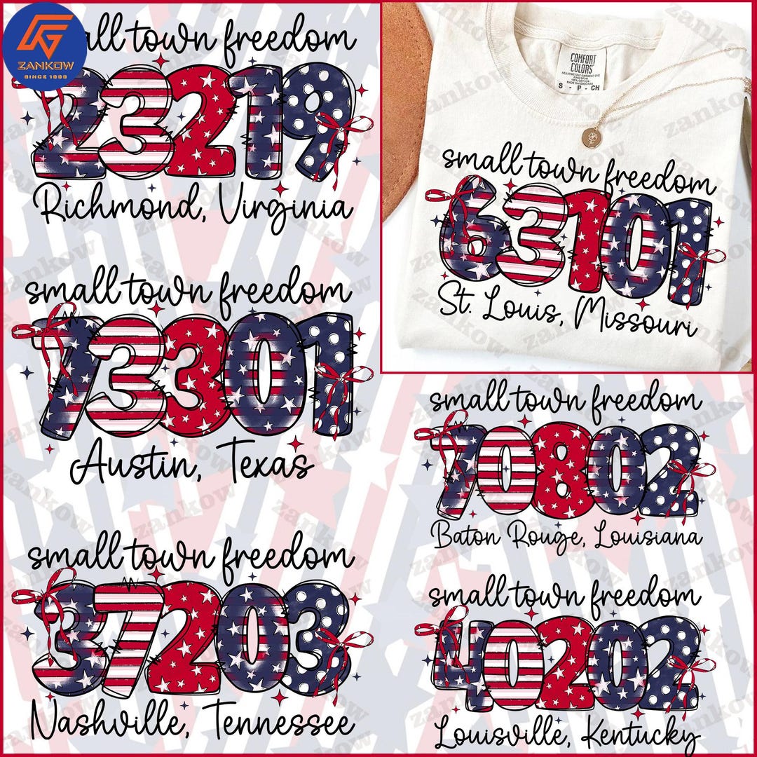 Small Town Freedom Zip Code Png, Independence Png, USA Coquette Png ...