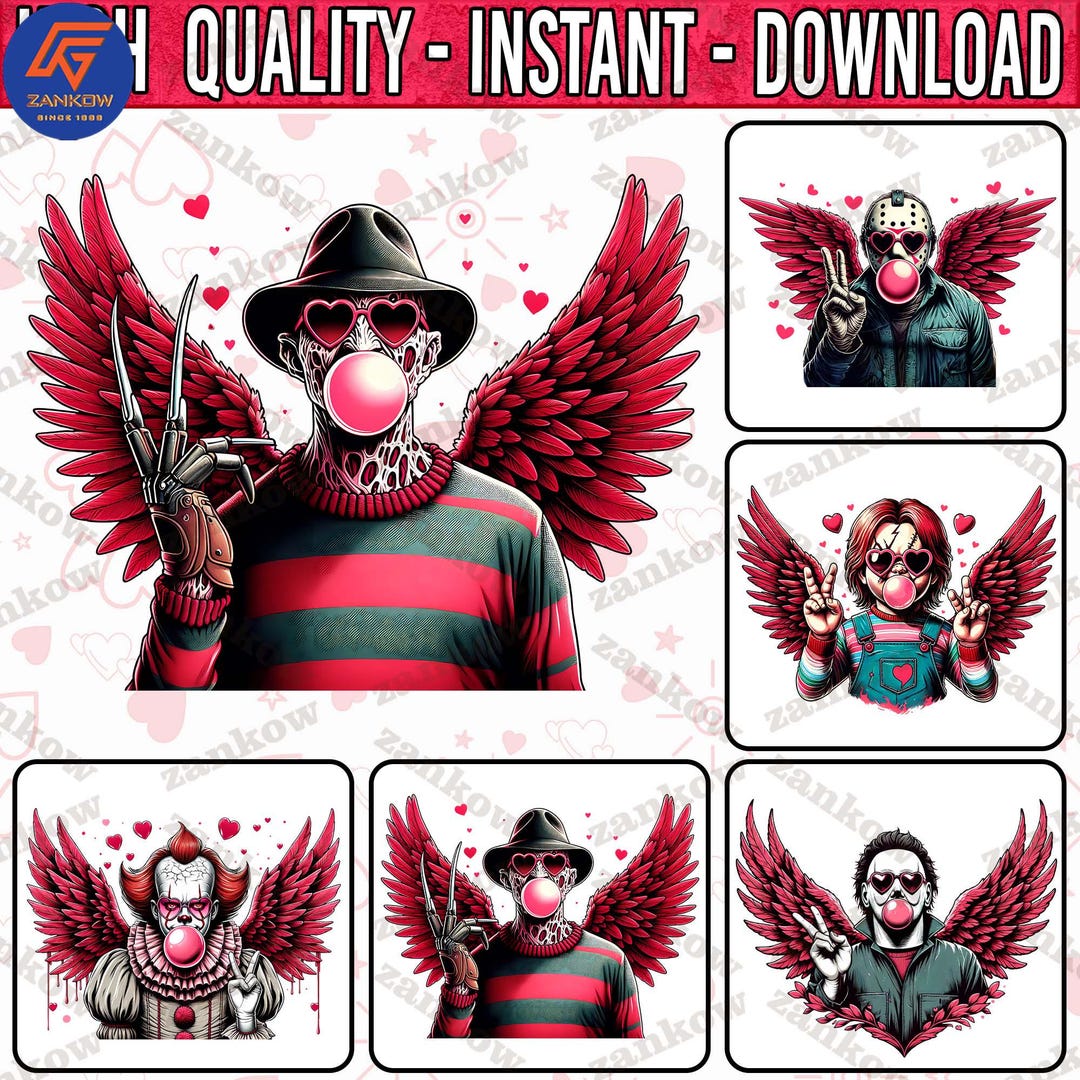 Bundle Pink Horror Bubble Gum Png, Valentine Horror Movie Png, Be My ...